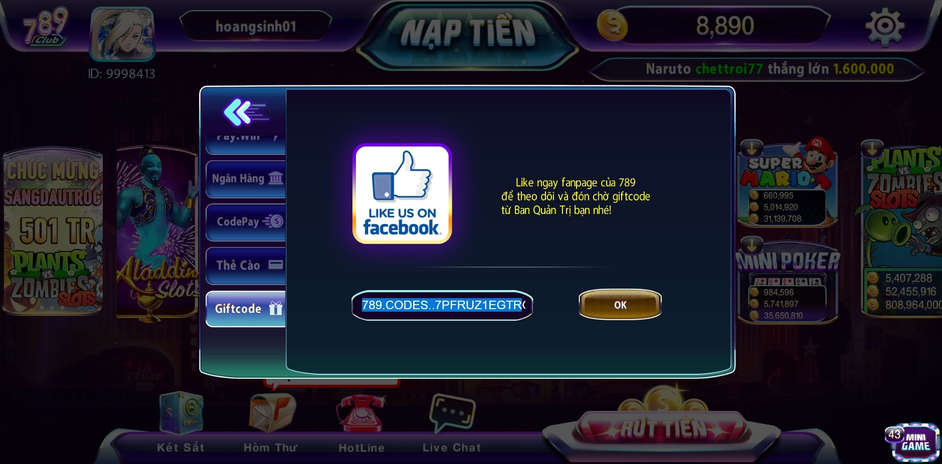 Game Bài 789Club Tặng Gift Code 50.000 Ngày 29/05/2024